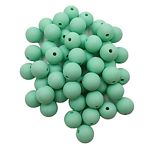 50pcs Mint Green Color Silicone Round Beads Sensory 15mm Silicone Pearl Bead Bulk Mom Necklace DIY Jewelry Making Decoration