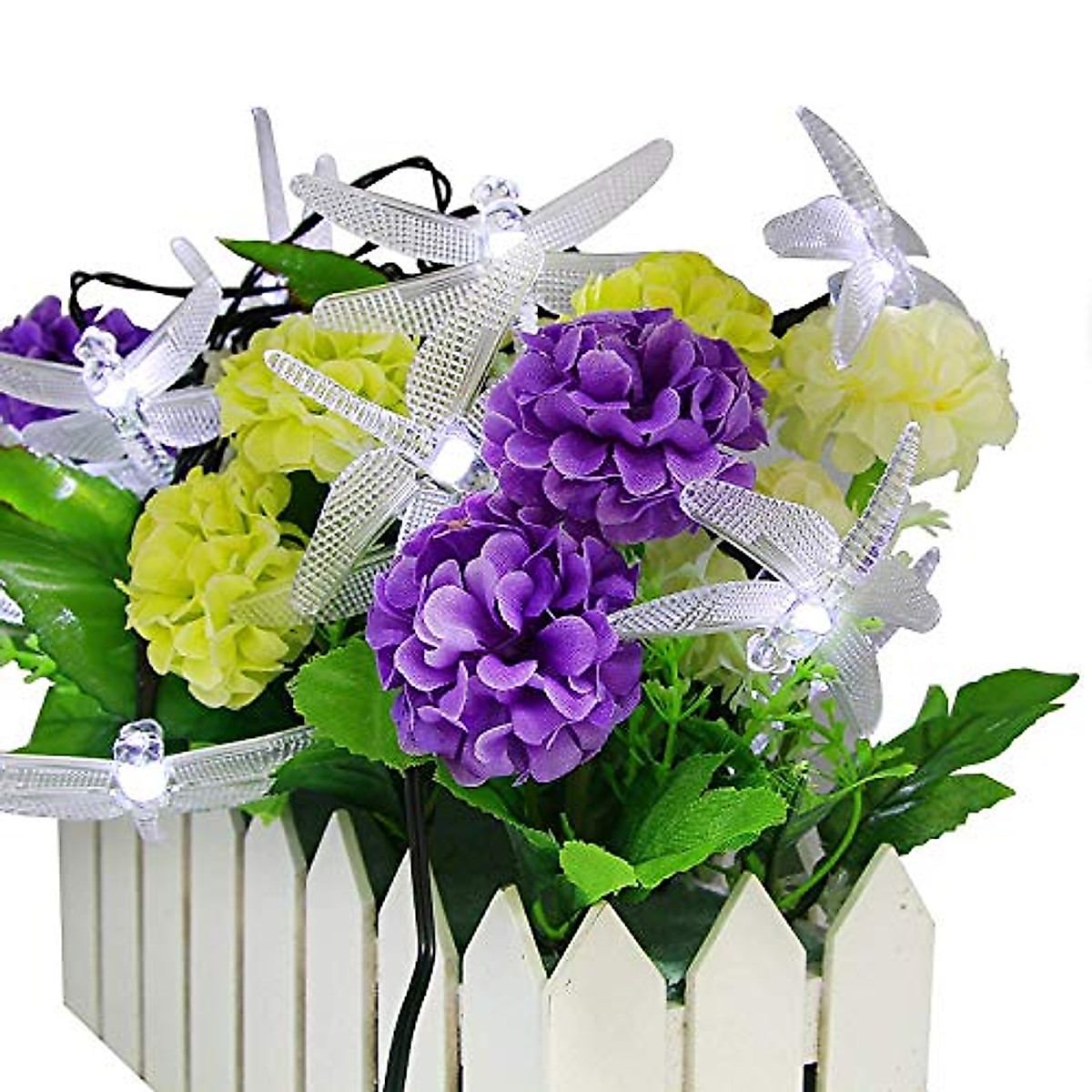 CIAOYE Dragonfly Solar String Lights, 30 LED 21ft 8 Modes Solar Powered Outdoor Waterproof Fairy Lighting for Christmas Trees Garden Patio Fence Wedding Party Decor, White