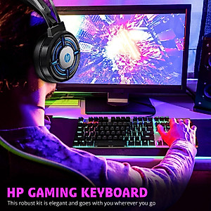 HP PC Gaming Keyboard and Mouse Combo, RGB Backlit Wired Gaming Mouse and Keyboard, Mouse pad,Gaming Headset, Gamer 4 in 1 Bundle for PC PS4 PS5 and Xbox