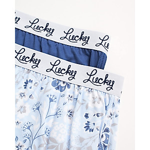 Lucky Brand Women's Pajama Bottoms - 2 Pack Sleep and Lounge Sweat Shorts (S-XL), Size X-Large, Navy/Isador Floral