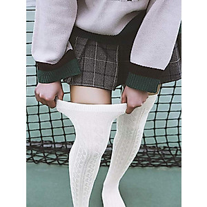 Century Star Women's Casual Athlete Striped Over Knee Thin Thigh High Tights Long Stocking Socks A 1 Pair Pure White One Size