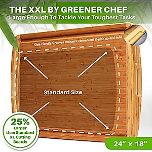 XXL Bamboo Cutting Board and Food Grade Oil Spray by Greener Chef
