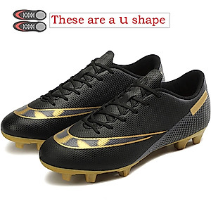 OAOUIA Men's Soccer Cleats Training Soccer Shoes Youth Outdoor Football Shoes Indoor Futsal Breathable Sneakers Black 7