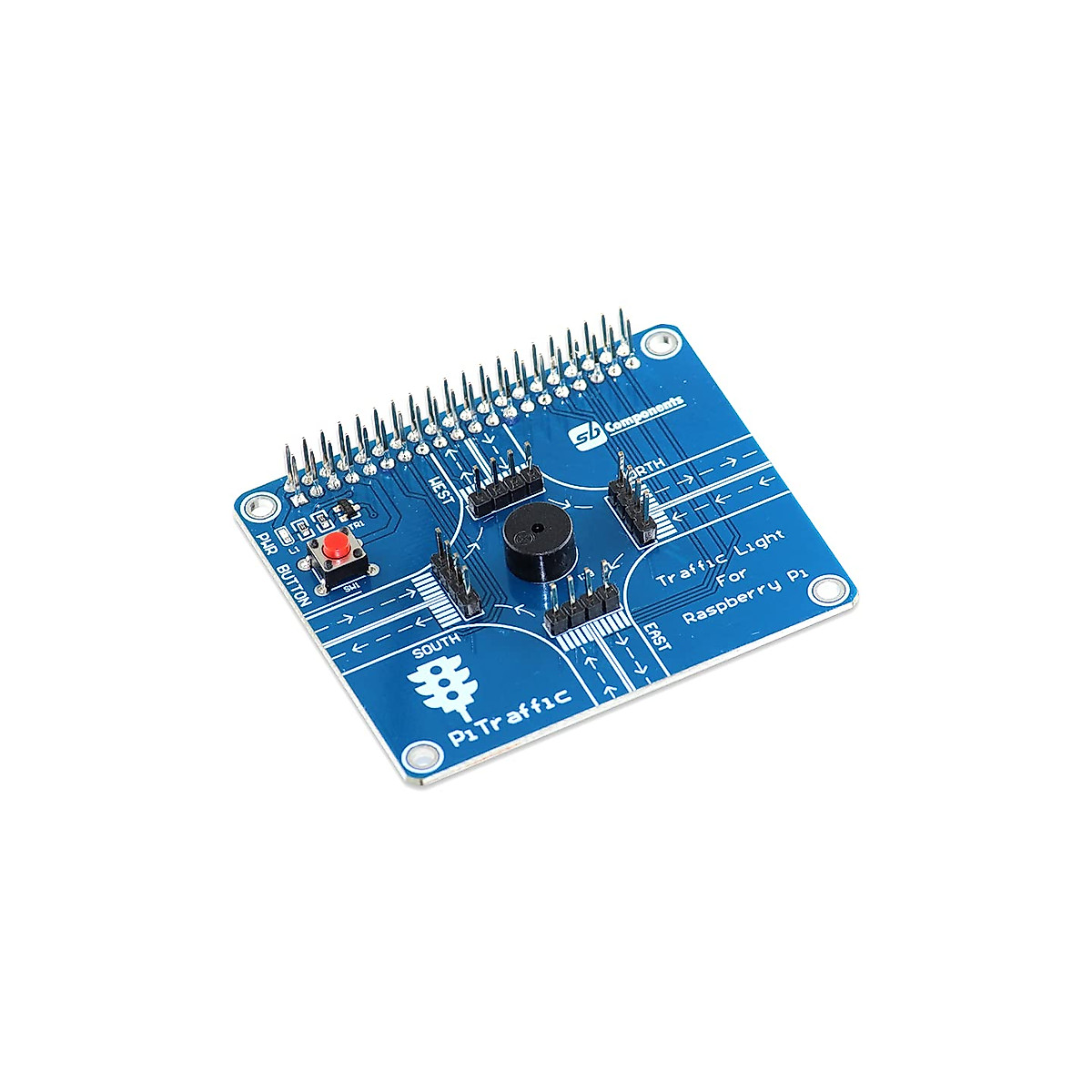 sb components PiTraffic Educational Traffic Light Add on Shield HAT for Raspberry Pi 4, 3, 2 and Zero