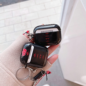 with Red Cloud Lanyard Keychain AirPods Pro Case， Personalised Anime and Unique IMD Process TPU Soft AirPods Pro Case, Black