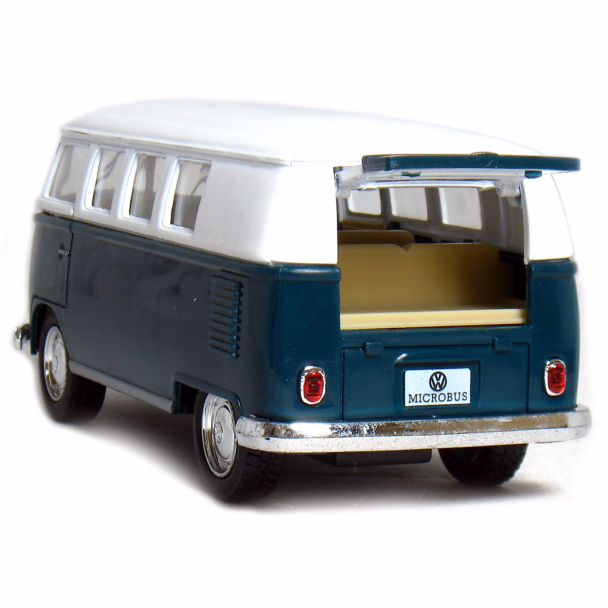 5in Die-cast 1962 VW Classic Bus 1/32 Scale (Green), Pull Back n Go Action.unisex