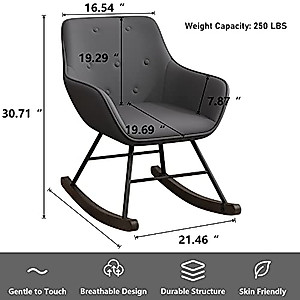 Aklaus Rocking Chair Nursery Chairs Indoor Set of 2,Upholstered Rocker Glider Chair Baby Kids Recliner Chair Comfy Button Tufted Accent Chairs for Living Room Bedroom Solid Wood Legs Grey