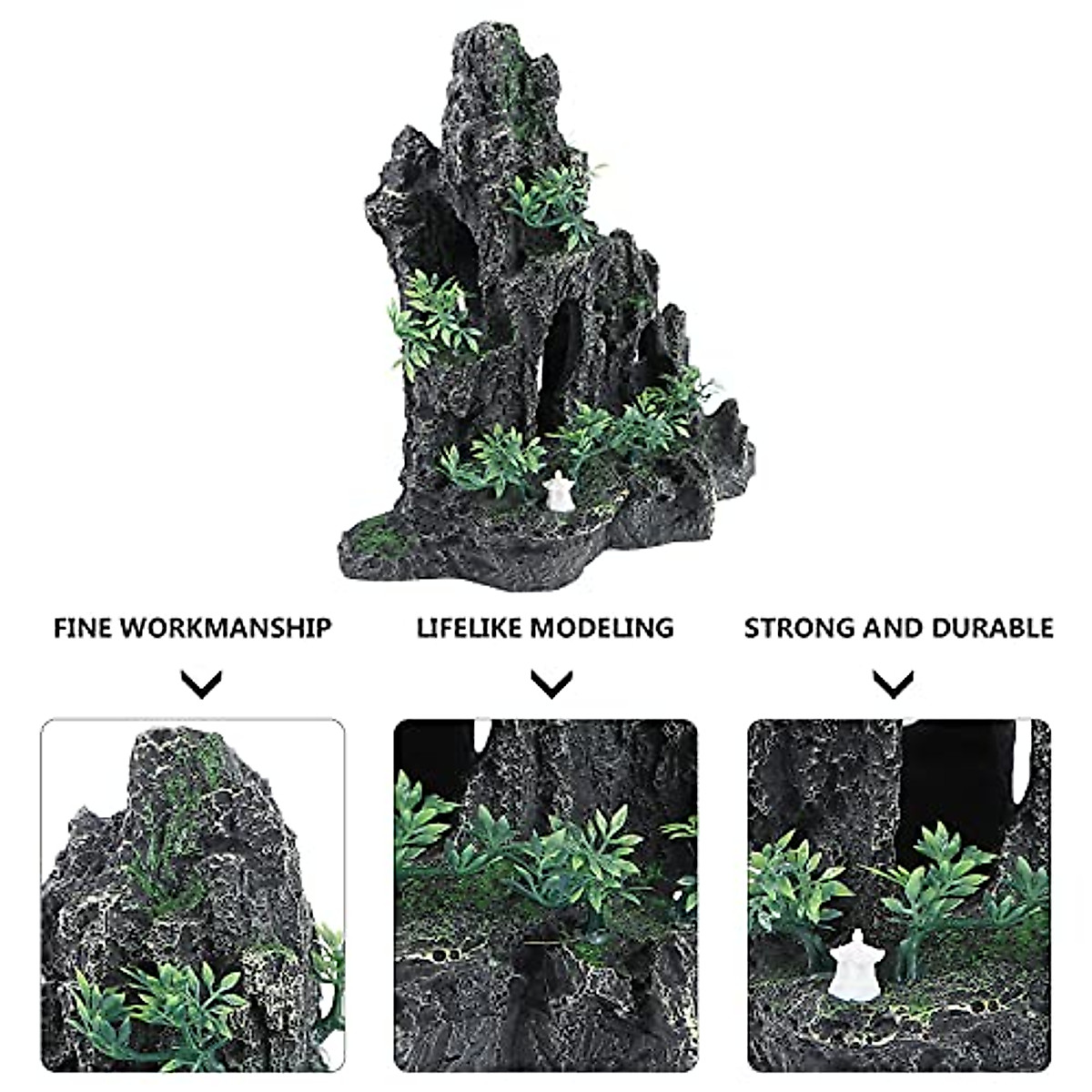 balacoo Aquarium Mountain View Stone Ornament Tree Rock Cave Fish Tank Decoration Fish Hiding Cave