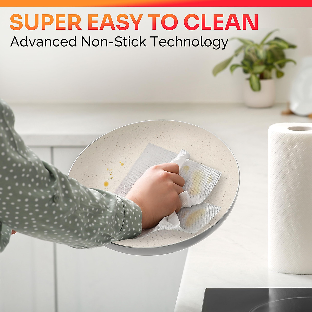 Mueller 8-Inch Non Stick Frying Pans, No PFOA or APEO, Heavy Duty German Stone Coating Cookware, Aluminum Body, EverCool Stainless Steel Handle,L. Grey