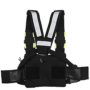GoodQbuy Universal radio chest harness Rig Bag Pocket Pack Holster Vest Fluorescent green for Two Way Radio Walkie Talkie (Rescue Essentials)