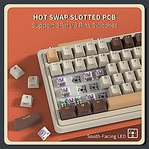 KZZI K75 PRO RGB 75% Wireless Gasket Mechanical Keyboard, Triple Mode BT 5.0/2.4G/USB-C 82 Keys Hot Swappable Gaming Keyboard w/Knob & Power Display, Custom Tactile Switches, Mousse Brown