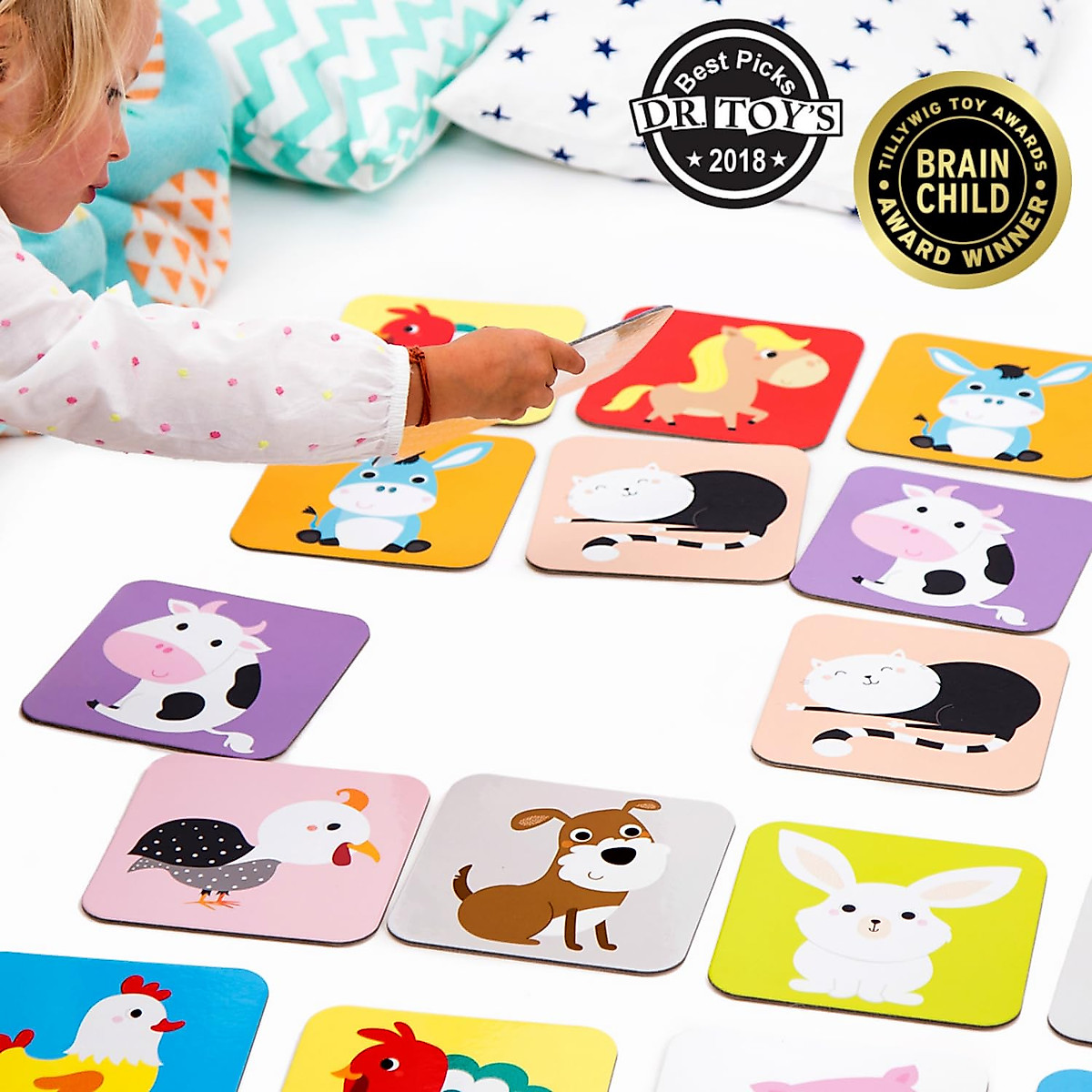 Banana Panda Suuuper Size Memory Matching Kids Game - includes 24 Extra-Large 6” x 6” Cards - Match The Animals or Use as Flashcards - for Toddlers, Boys & Girls, ages 2-4 years