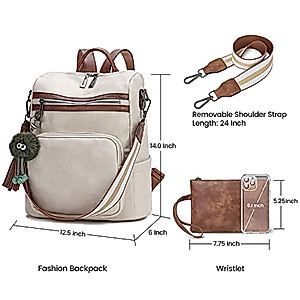 Love Deliver Leather Backpack Purses for Women Fashion Designer Ladies Shoulder Bags Travel Backpack With Wristlets