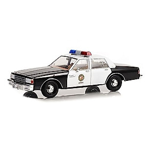 Greenlight 1986 Chevrolet Caprice Black and White LAPD (Los Angeles Police Department) MacGyver (1985-1992) TV Series Artisan Collection 1/18 Diecast Model Car