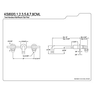 Kingston Brass KS8020CML Manhattan Tub Faucet, Matte Black, 12.5 x 10 x 3.06
