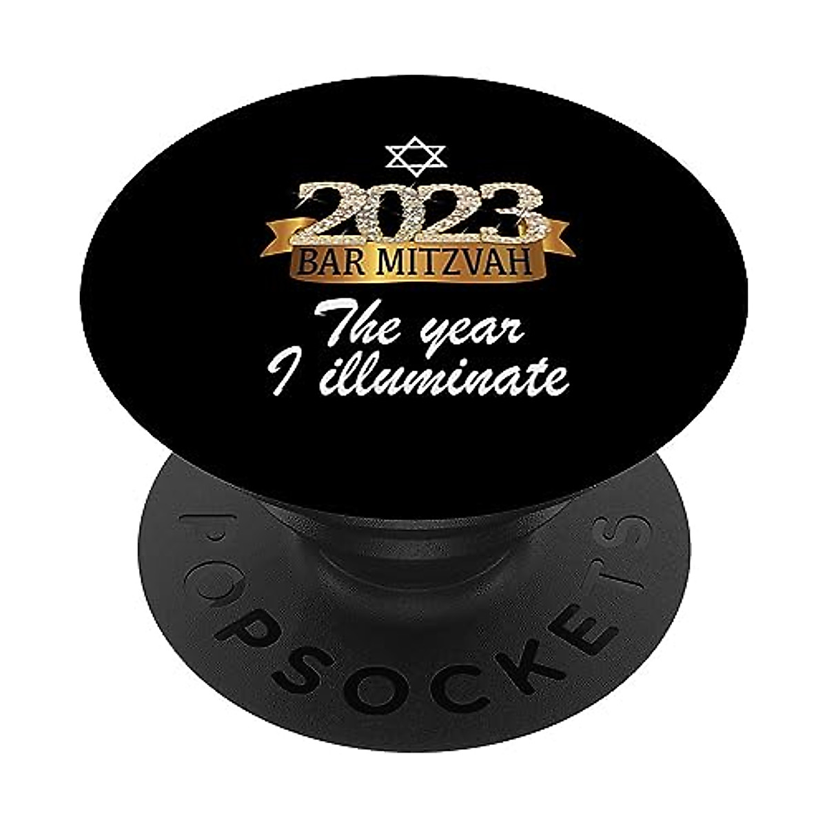 2023 Bar Mitzvah Quote Festive Black Yellow Decor PopSockets Standard PopGrip