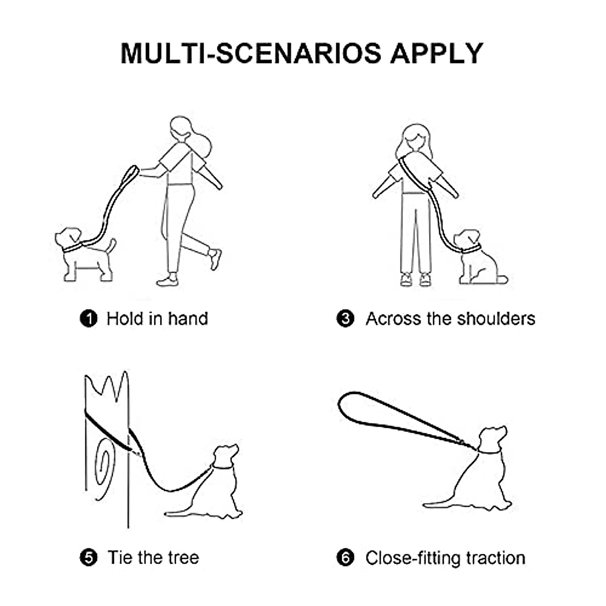 Hands Free Dog Leash 7.5ft Rope Crossbody Dog Leash Reflective for Large Medium Dogs Walking, Jogging and Running