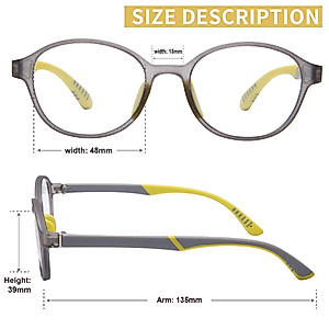 Madison Avenue Kids Blue Light Blocking Glasses for Teens Anti Blue Ray Eye Strain Computer Game Glasses Flexible Soft TR90 Frame UV Protection Computer TV Eyeglasses Boys Girls Age 9-12 (Yellow)
