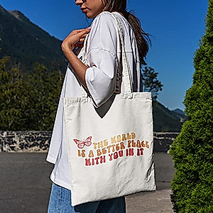 Haukea Canvas Tote Bag for Women Aesthetic Cute Tote Bags Inspirational Gifts for Women Beach Bags Reusable Grocery Bags