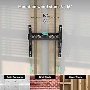 ONKRON Tilting TV Wall Mount for 32-70 Inch TV & Screen, Low Profile TV Wall Mount up to 132 lbs, Slim Fit TV Wall Mount Tilt Down with VESA 75x75-400x400/Universal Wall Mount for TV Black