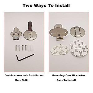 GDFOX Stainless Steel Magnetic Door Stop Catch Holder, Height-Adjustable Metal Magnetic Door Stop, with Dual Adhesives and Conceal Screw Mount, No Drill (Silver)-1PACK
