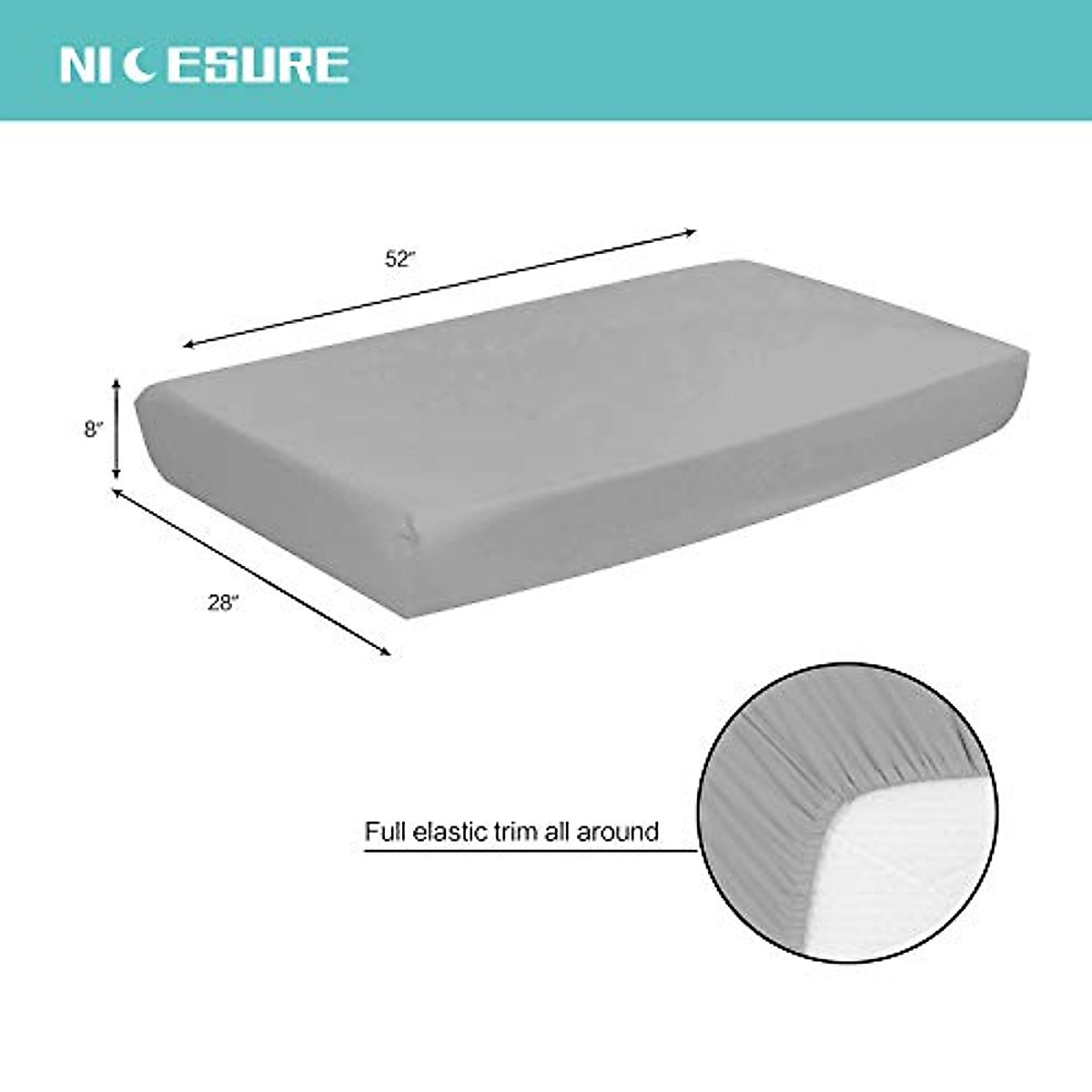 Nicesure Microfiber Fitted Crib Sheet - Soft and Breathable Toddler Sheets for 28 x 52in Fits Standard Crib and Toddler Mattress,2 Pack Set (Gray)