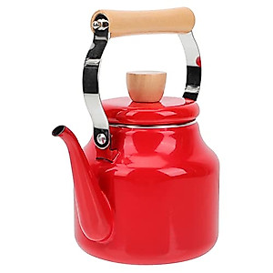 Cabilock Stainless Steel Water Bottle Enamel Whistling Tea Kettle with Handle Stovetop Tea Kettle Stainless Steel Whistling Teapot Water Boiler for Home Kitchen Red 1. 5L Water Kettle