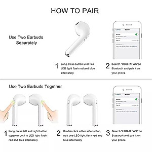 Tradencia Wireless Earbuds Bluetooth 5.0 Earphones IP65 Waterproof with Charging Case, 24H Music Playback 100H Standby Time, White