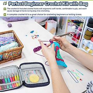 Katech 85-Piece Crochet Hooks Set, Crochet Hook Kit with Storage Case, Ergonomic Knitting Needles Weave Yarn Kits DIY Hand Knitting Craft Art Tool for Beginners and Experienced Crochet Lovers