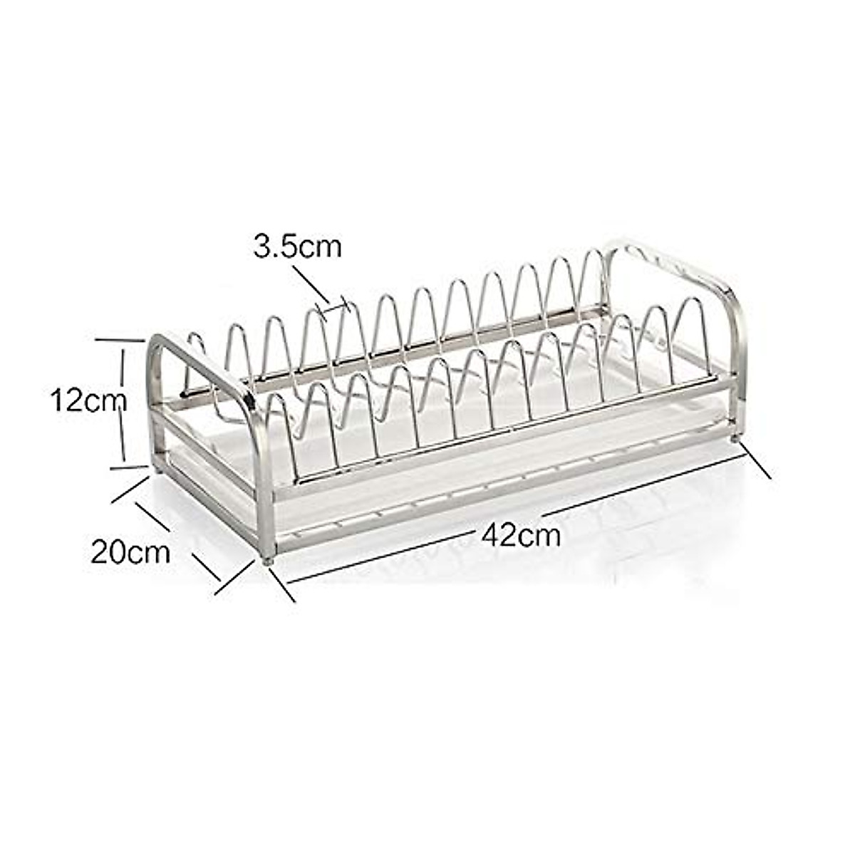 STRAW Single Tier Dish Drainer With Drip Tray Desktop Bowl Rack Kitchen Storage 304 Stainless Steel Acrylic Footpad Height Adjustable