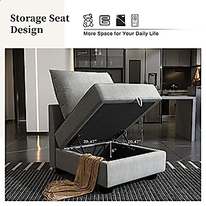 HONBAY Oversized Sectional Sofa with Chaise Modern Sleeper Modular Sofa Couch U Shaped Sofa Sectional for Living Room, Grey