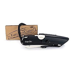 Box Cutter, 3 blade depth setting, Squeeze Trigger and Edge Guides, Holster, Lanyard, Extra Blade - 1000 white