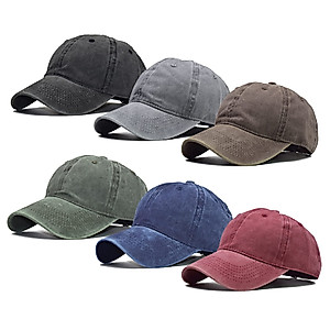 Ultrafun 6 Pack Unisex Vintage Baseball Cap Washed Distressed Plain Blank Baseball Hat Adjustable Dad Hat for Outdoor Sports (6Pack-Multicolor 1)