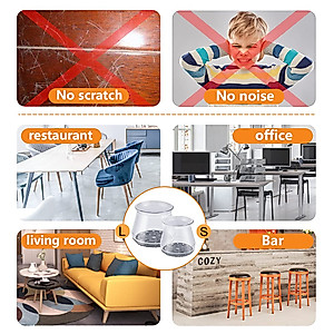 32 Pcs Chair Leg Protectors for Hardwood Floors, Silicone Felt Furniture Leg Cover Pad for Protecting Floors from Scratches and Noise, Smooth Moving for Chair Feet Transparent