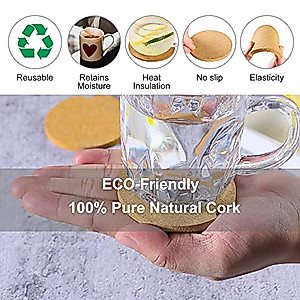 12 Pcs Car Coasters Cup Holder Insert Coaster, Absorbent Cork Bar Coaster, Heat Resistant Reusable Anti Slip Blank Drink Coaster with Fingertip Grip for Easy Removal, Car Decor Accessories for Women