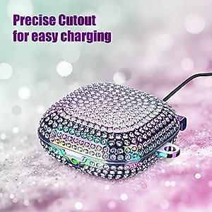 Beats Fit Pro Case Cover, Filoto Bling Crystal PC Beats Fit Pro Case for Women Girls, Cute Protective Apple Beats Fit Pro Earbuds Case with Keychain Accessories (Shiny Purple)