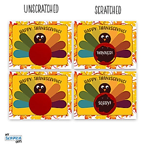 My Scratch Offs - 26 Pack Thanksgiving Turkey Friendsgiving Scratch Off Cards for Family Games, Thank You Cards Small Business, Party Games & Door Prizes
