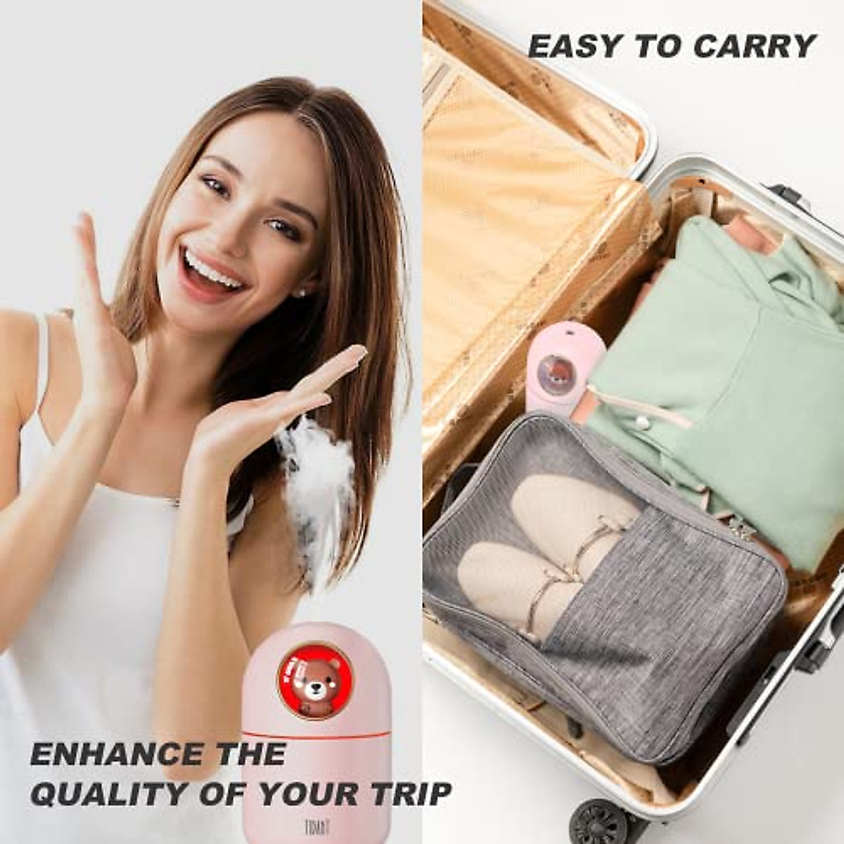 Mini Humidifiers for bedroom,Cool Mist Humidifiers,Small humidifier for Bedroom,Home, Travel Office and Plants.(300ml,pink)