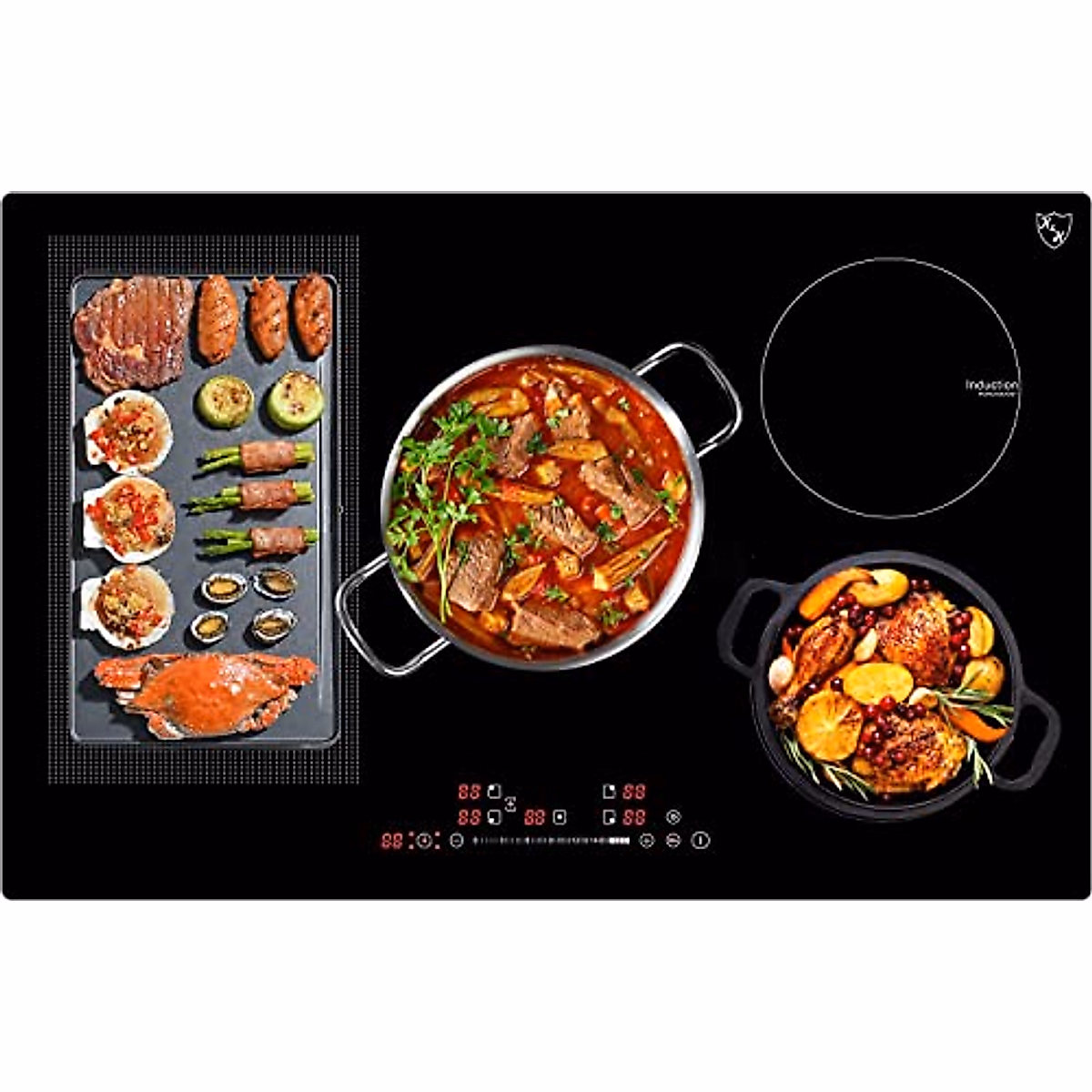 K&H SIGNATURE SERIES 5 Burner 31.5 Inch Built-in Induction Electric Stove Top Ceramic Cooktop Touch Control 240V 9200W IN30-9200FLX
