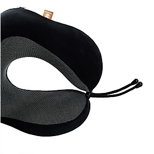 Makimoo Memory Foam Travel Pillow, Neck Pillow with 360-Degree Head Support, Comfortable and Lightweight, Ideal for Sleeping on Airplane, Car, Train, Bus and Home Use, Comes with Storage Bag (Black)