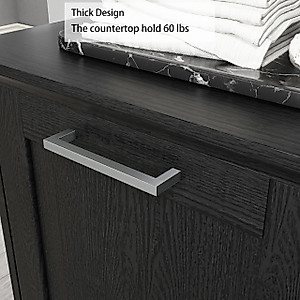 Tilt Out Trash Can Cabinet/Wooden Hidden Trash Cabinet,Pet Proof Trash Can Cabinet, Laundry Sorter Cabinet,Trash Can Cabinet with Deodorising Function,10 Gallons Kitchen Trash Cabinet (Black)