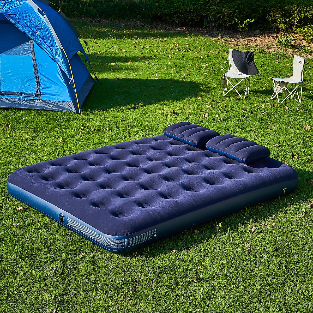 Honeydrill Queen Size Air Mattress for Camping,Inflatable Bed with Pump and Pillows for Room