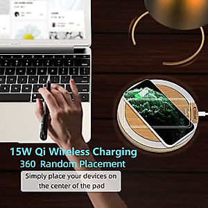 emie Wireless Charger Pad with Lamp, Fast Max 15W Wireless Charging Solution for Qi Enabled/iPhone/Galaxy, LED Touch Table Lamp for Bedside Nightstand Desk and Bedroom Dorm Home Office Decor