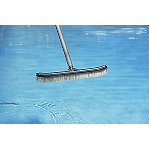 Poolmaster 20173 18-Inch Swimming Pool Brush With Aluminum-Back and Combo Bristles, Premier Collection