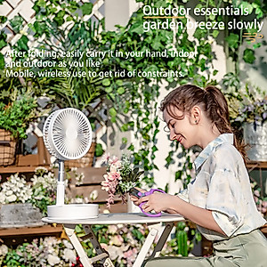 Greheywos 8 inch cordless folding fan / table fan, 75-Degree Automatic oscillating, Adjustable in height and angle, 4 kinds of wind speed adjustment, 7200mAh battery, With remote control and timing function, ultra-quiet, Cordless Pedestal Fans for home, c