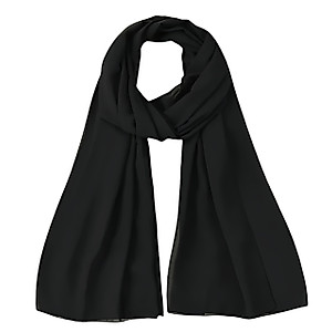 Premium Chiffon Hijab Head Scarf Shawl Wrap for Muslim Women Lightweight (Black)