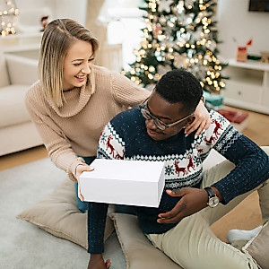 White Gift Box 12" x 6" x 4" with Magnetic Closure Lid Gift Box for Presents,Bridesmaid Gifts Box,Cute Box,Birthday Gift box,Luxury for Gift Packaging, Magnetic Gift Box for Wrapping Gifts (White)