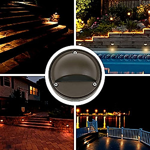 2W LED Deck Lights Landscape Lighting Landscape Lights Low Voltage Outdoor Deck Lighting Replaceable G4 LED Bulb 3000K Aluminum housing for Stair, Pathway,Walkway,Deck,Garden Bronze, Pack of 10