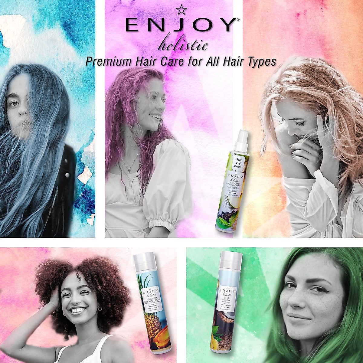 Enjoy Hair Care Holistic Heat Active Leave In Treatment, pH 4.5-5.5, Thermal Damage Protection, Curly Hair Products, Wavy Hair Products - 10 Oz.