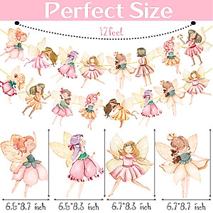 Fairy Party Banner Flower Fairy Banners 2Pcs Fairies Birthday Party Cutout Decorations for Fairy Tale Wonderland Baby Shower Supplies
